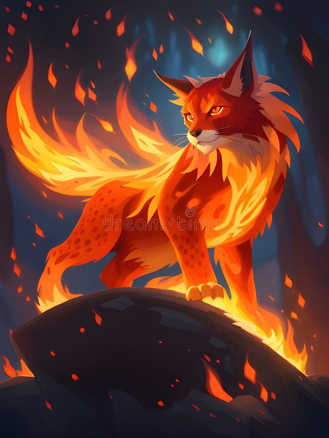 Illustration of a Red Fox with a Glowing Flame, Ai Generated Stock ...