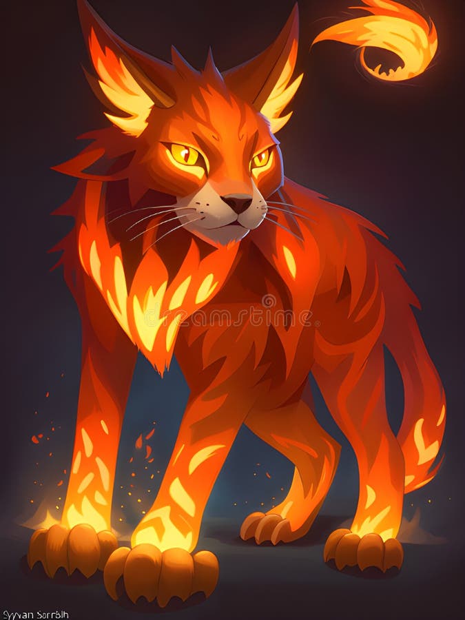 Illustration of a Red Fox with a Glowing Flame, Ai Generated Stock ...