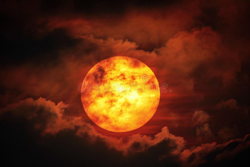 Red Full Moon in the Dark Clouds, Stock Illustration - Illustration of ...