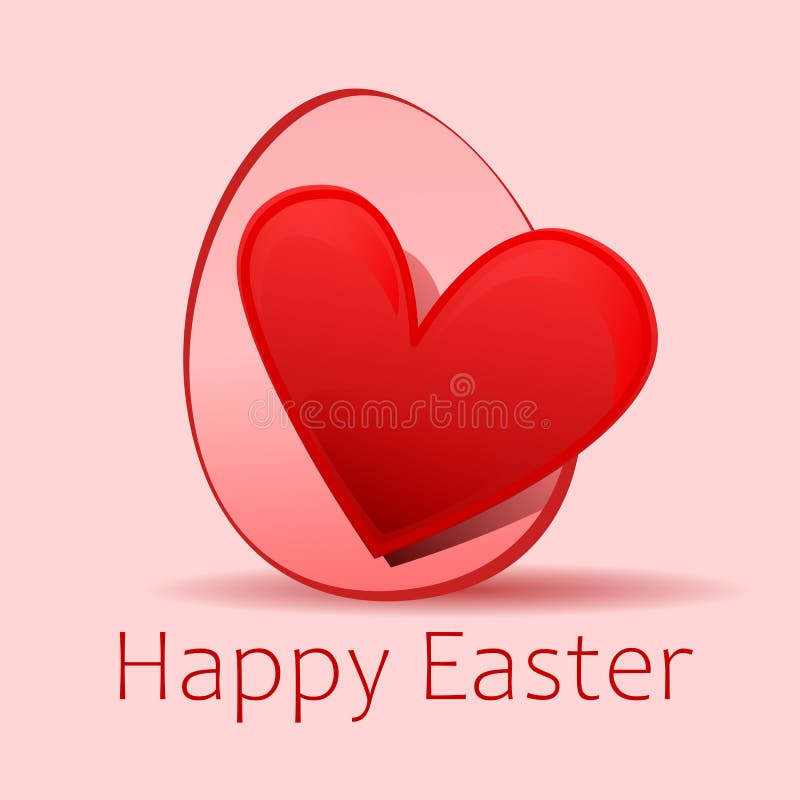 Red heart happy easter egg stock illustration. Illustration of cute ...