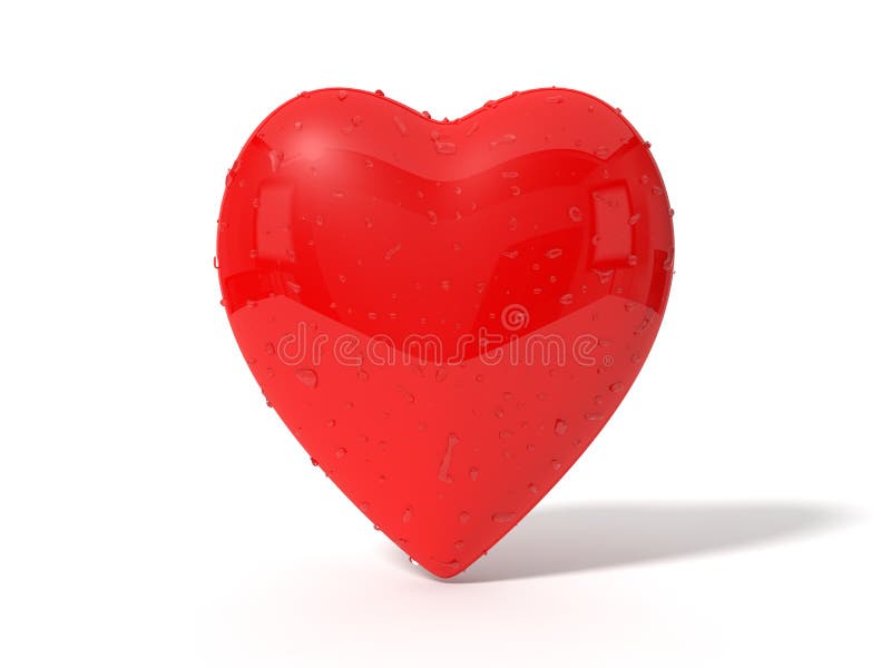 Illustration of Red Heart with Water Droplets on Surface. Stock ...