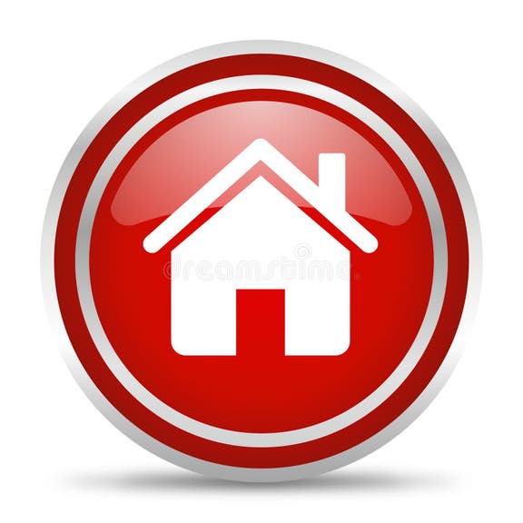 Illustration of Red Home Button Design on a White Background Stock ...