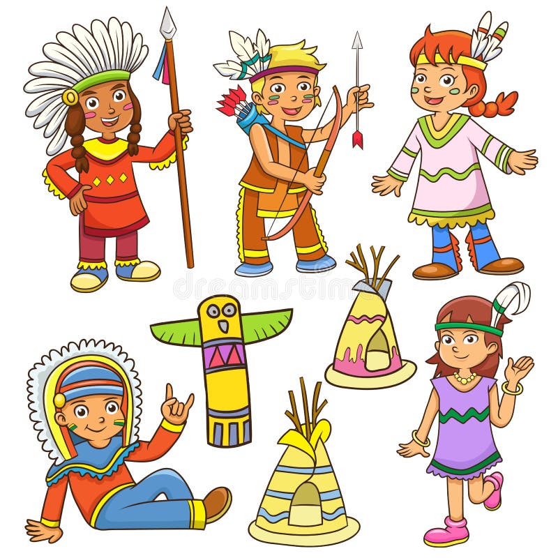 Illustration of Red Indian Cartoon. Stock Vector - Illustration of ...