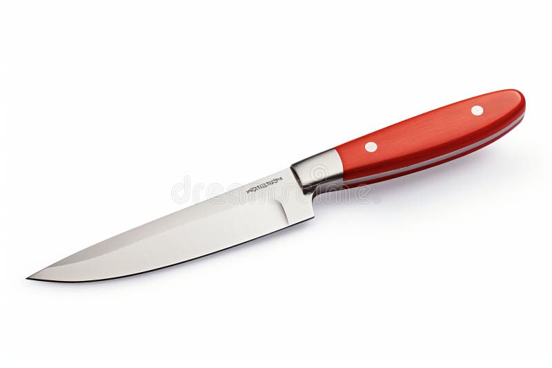 Illustration of a RED Knife with a White Handle on White Backgound ...