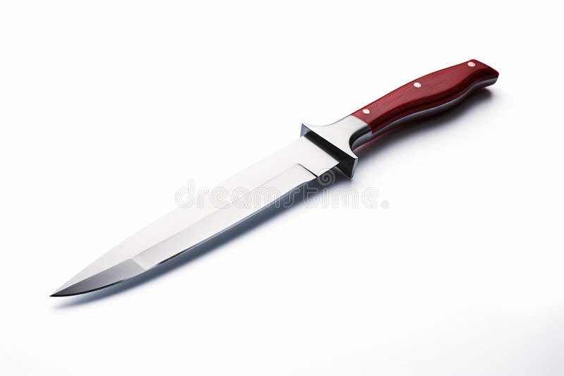 Illustration of a RED Knife with a White Handle on White Backgound ...