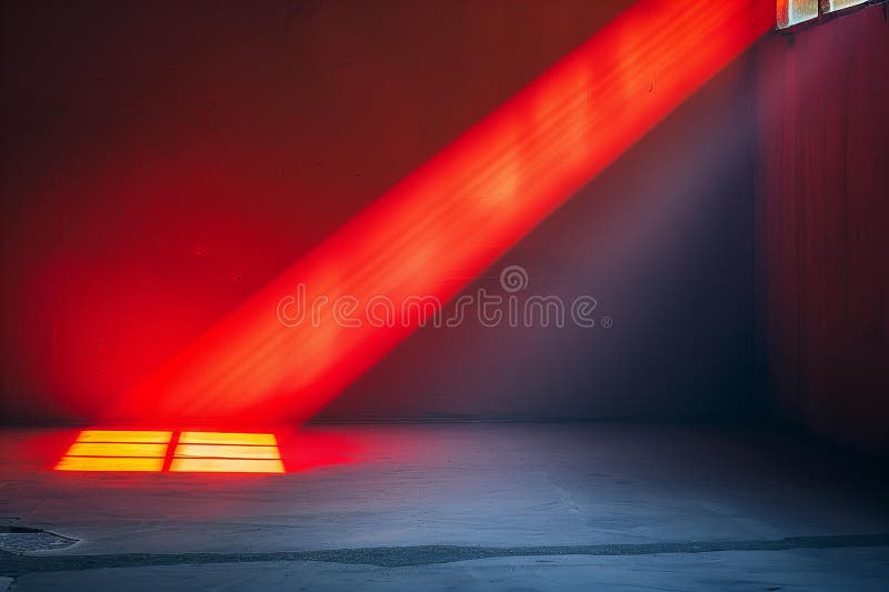 Illustration of Red Light Beam is Shining on an Orange Wall, High ...