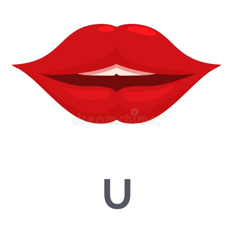 Red Lips Pronouncing Letter U Illustration Stock Vector - Illustration ...
