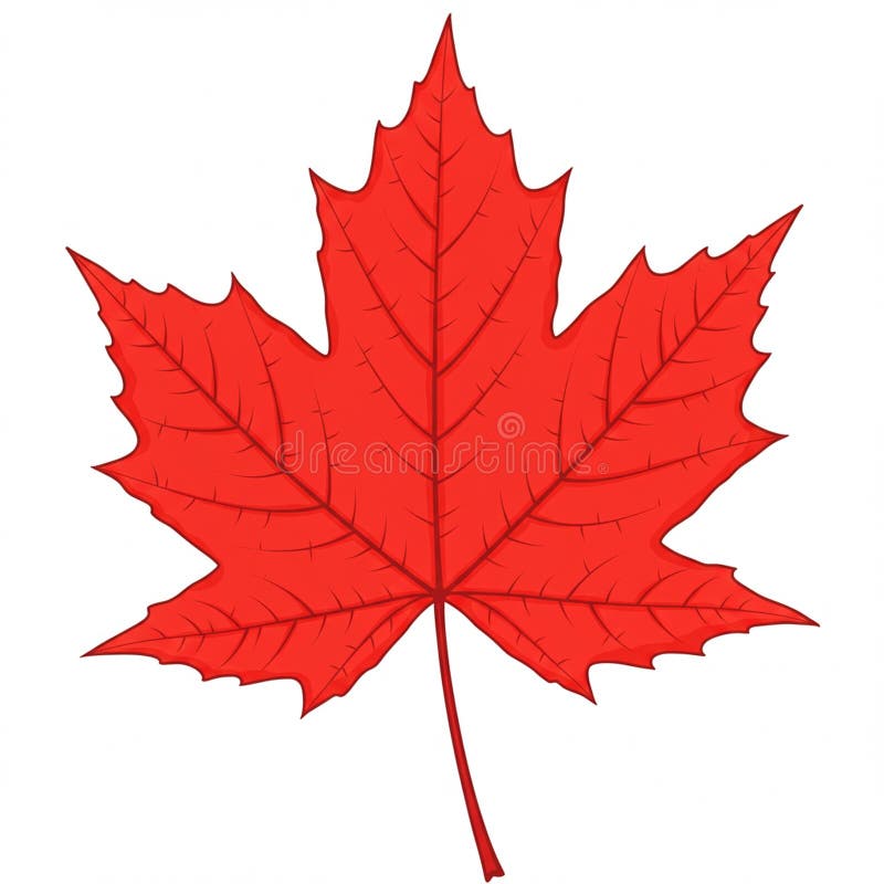 Illustration of a Red Maple Leaf with a Symmetrical, Pointed Shape and ...