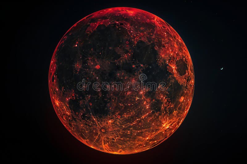 A Red Moon with Dark Black Sky, Total Eclipse, Hyper Realistic ...