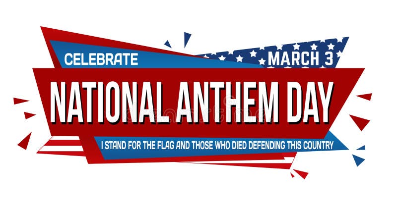 Illustration of a Red National Anthem Day Celebration Sign on a White ...