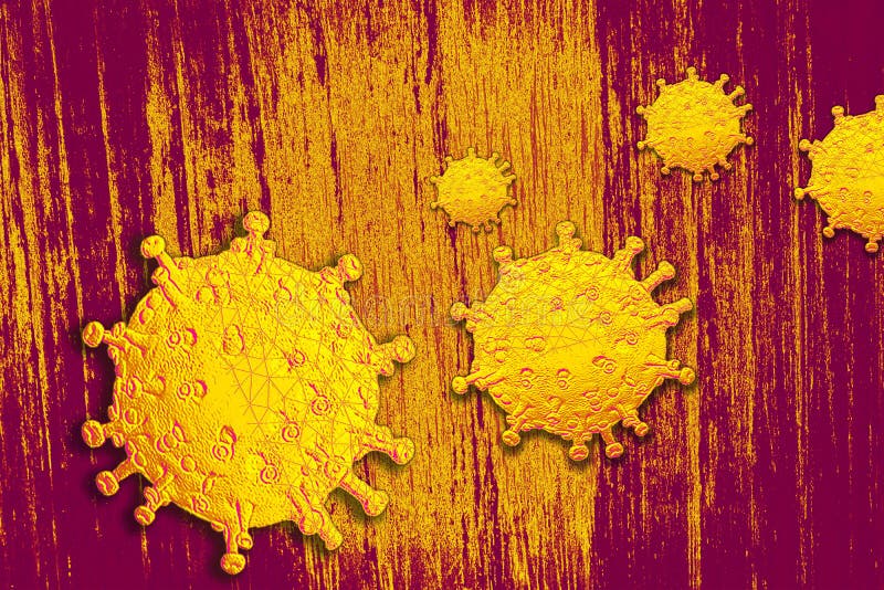 Illustration of a Red and Orange Background with the Yellow Coronavirus ...
