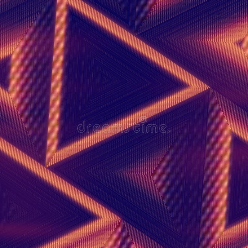 Illustration of Red-orange Color Waves in a Pattern of Triangles. 3d ...