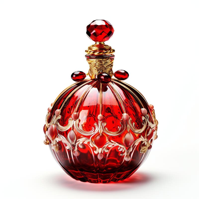 Red Perfume Bottle Isolated on a White Background Stock Illustration ...