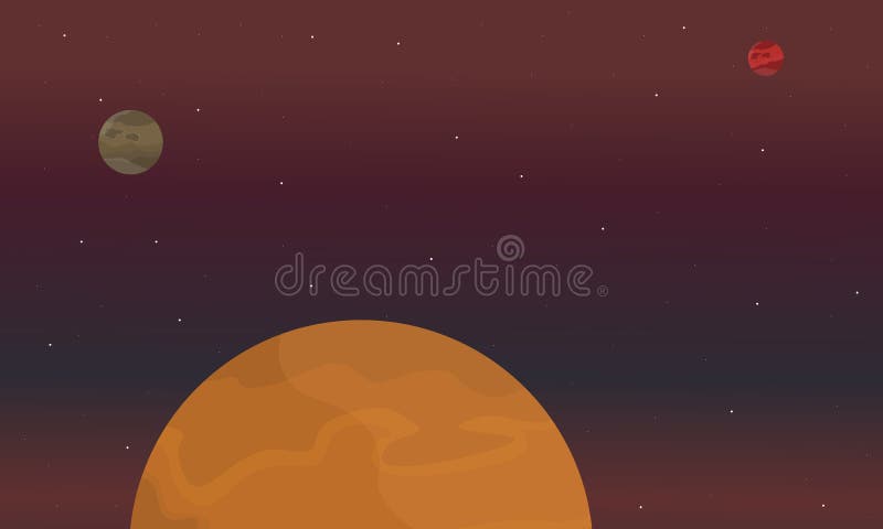 Illustration of Red Planet on Space Landscape Stock Vector ...