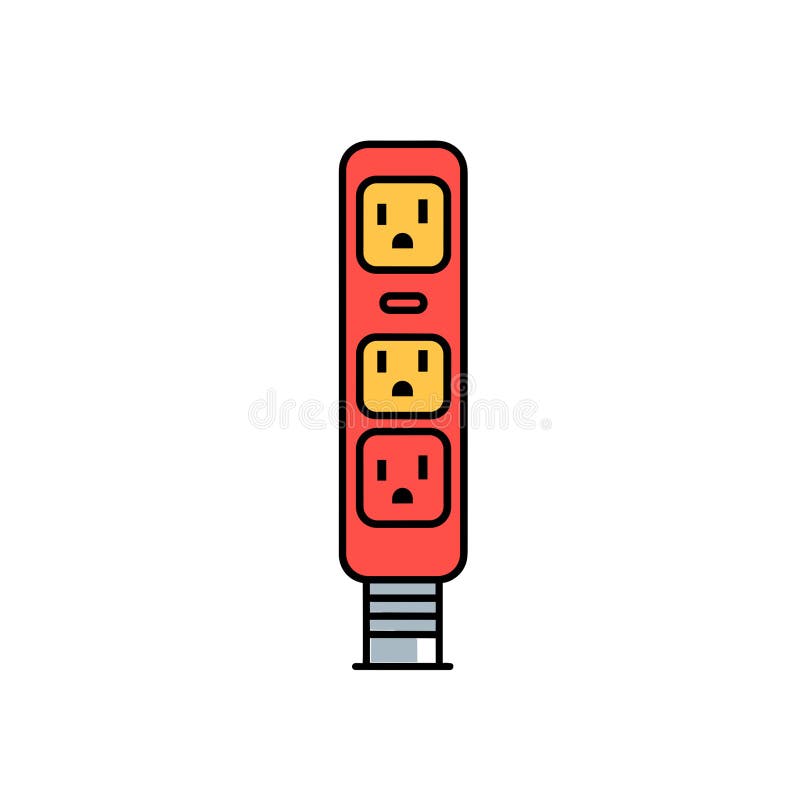 Illustration of Red Power Strip with Expressive Electrical Outlets ...