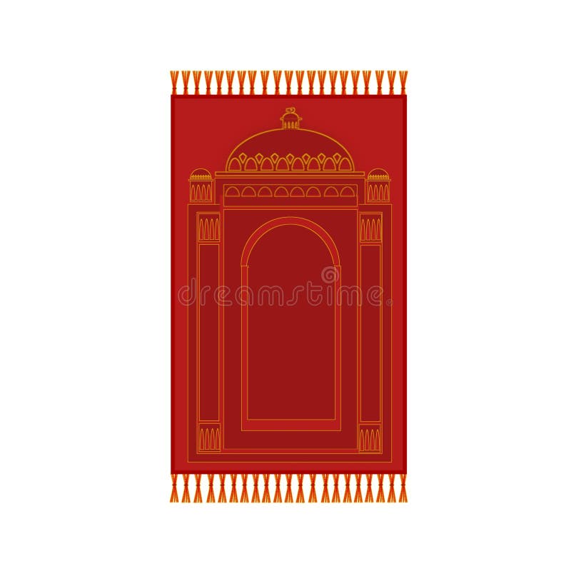 Illustration of a Red Prayer Mat with a Mosque Motif Stock Illustration ...