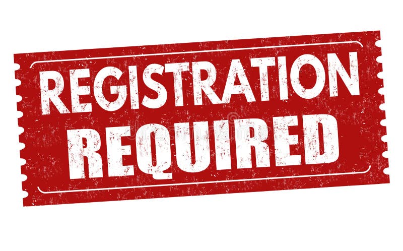 Illustration of a Red Registration Required Sign on a White Background ...