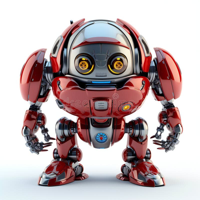 A Red Robot Isolated on a White Background Stock Illustration ...