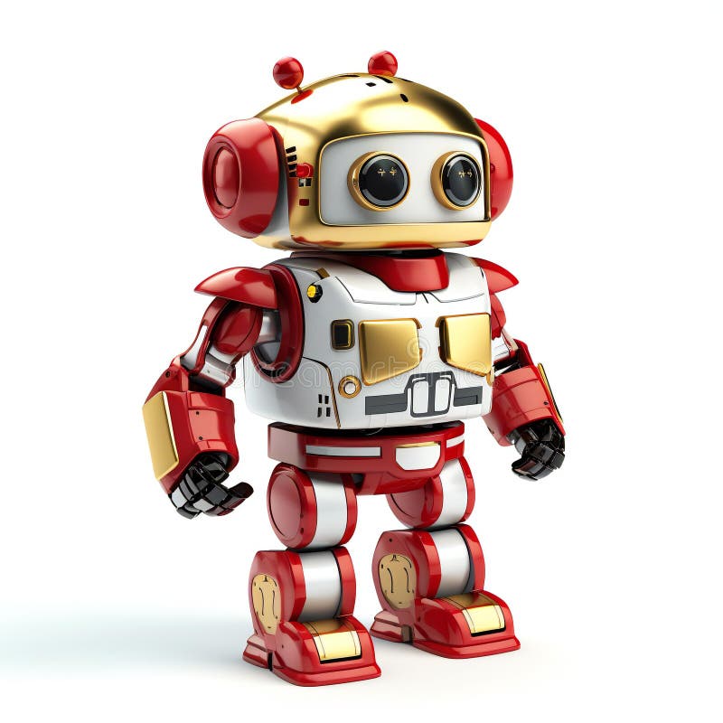 A Red Robot Isolated on a White Background Stock Illustration ...