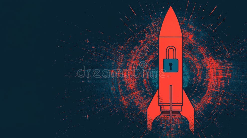 Secure Launch Rocket with Padlock Innovation Startup Security ...