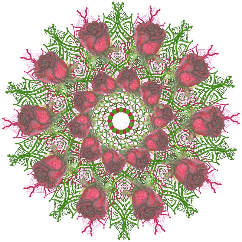 Illustration of Red Rose with Abstract Geometry Stock Illustration ...