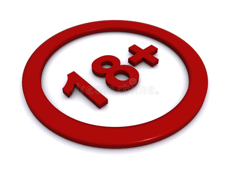18 Sign Warning Symbol Isolated on White Background, Over 18 Plus only ...