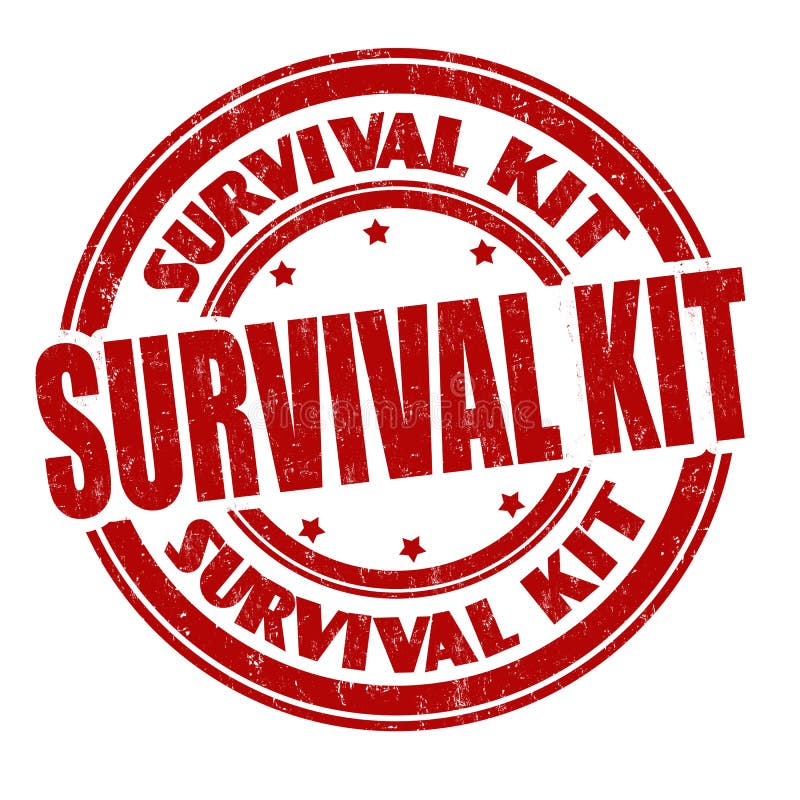 Illustration of a Red Sign with a Text Survival Kit on a White ...