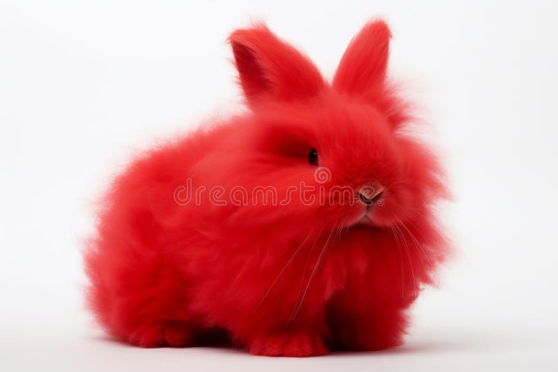 Illustration of a Red Soft Fluffy Rabbit Highlight Color Contrast ...