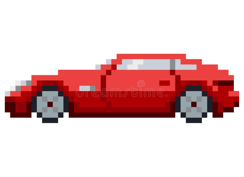 Illustration of Red Sport Car in Pixel Art Style. Stock Vector ...