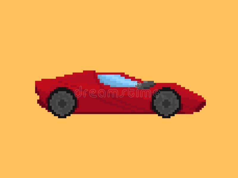 Illustration of Red Sport Car in Pixel Art Style Stock Vector ...