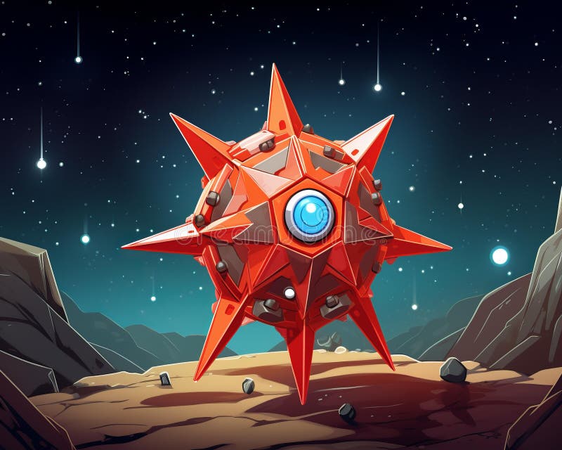 An Illustration of a Red Star with a Blue Eye Stock Illustration ...