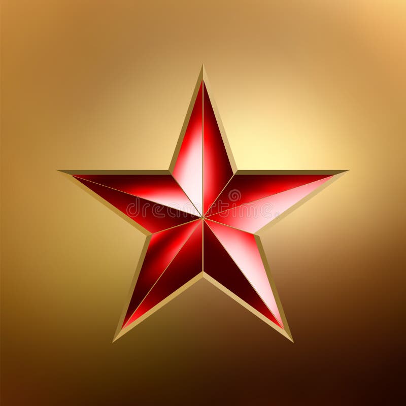 Illustration of a Red Star on Gold. EPS 8 Stock Vector - Illustration ...