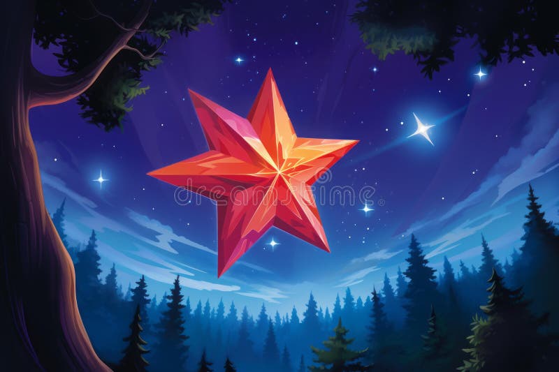 An Illustration of a Red Star in the Night Sky Stock Illustration ...