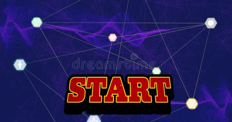 Illustration of Red Start Text and Hexagons Connected with Lines Over ...