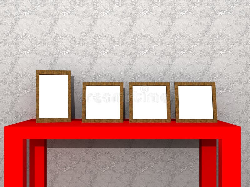 A Illustration of a Red Table with Frames Stock Illustration ...