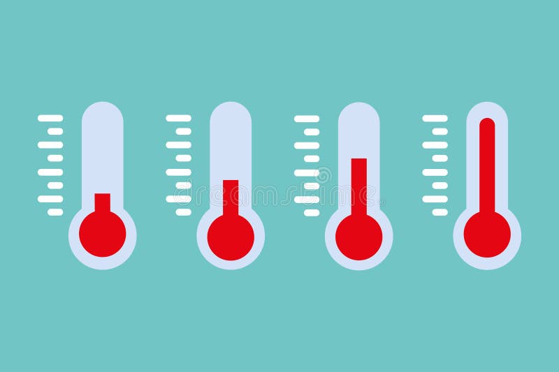 Illustration of Red Thermometers with Different Levels, Flat Style ...