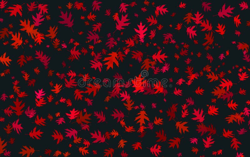 Illustration of Red Tree Leaves on Black Background. Autumn Fall Season ...