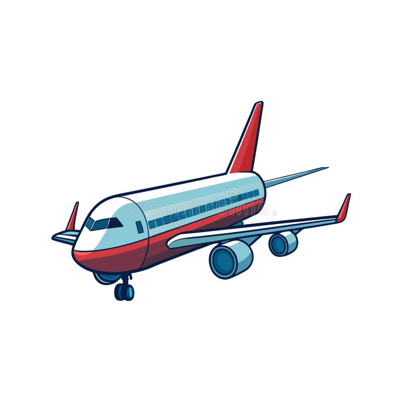 Illustration of Red and White Airplane Ready for Flight Stock ...