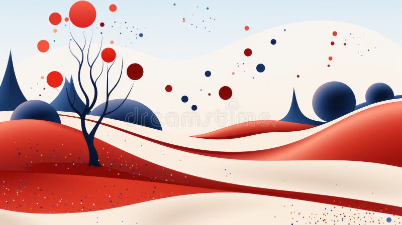 An Illustration of a Red White and Blue Landscape Stock Illustration ...