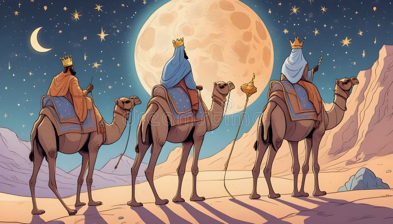 Illustration Referring To Three Kings Day or Epiphany Day. Three Wise ... Illustration Referring To Three Kings Day or Epiphany Day. Three Wise ...