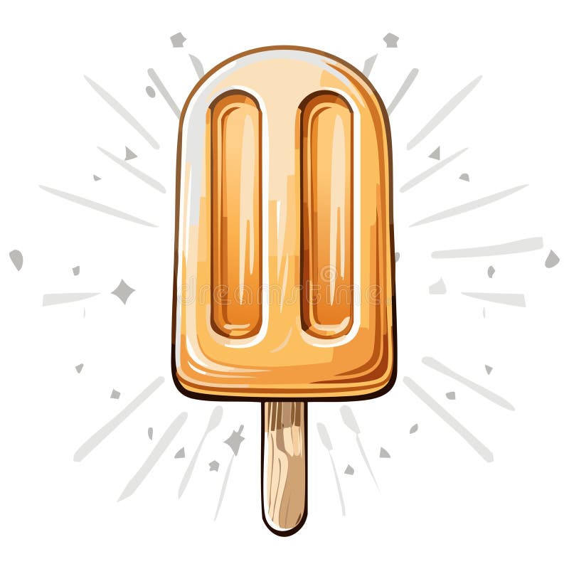 Illustration of a Refreshing Orange Popsicle with Wooden Stick, Vector ...