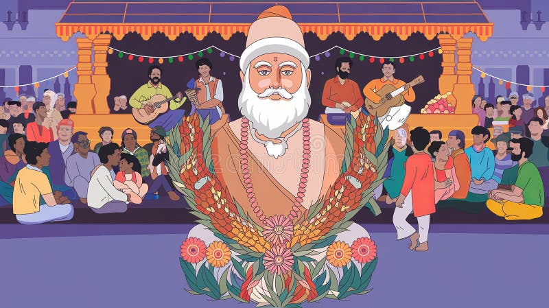 Illustration of Religious Procession Honoring Deity with Devotees ...