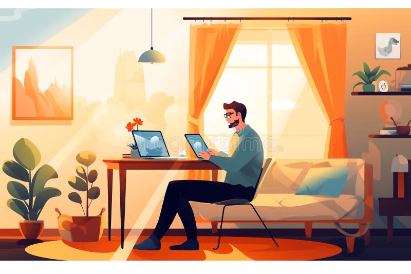 Remote Worker Setup Stock Illustrations – 799 Remote Worker Setup Stock ...