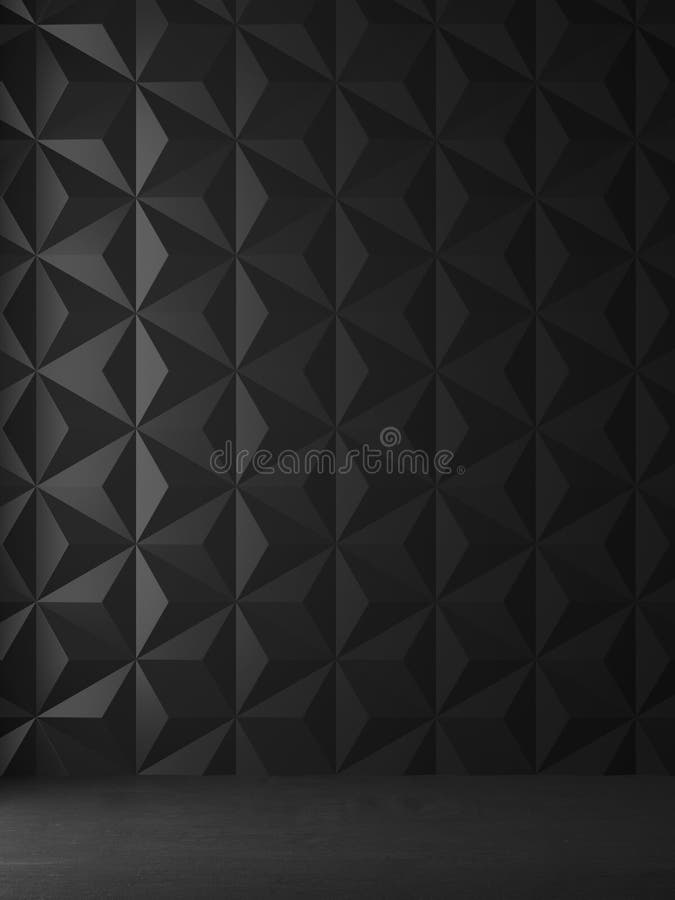 3d Render of Black Glossy Interior with Vertical Panels on Wall Stock ...