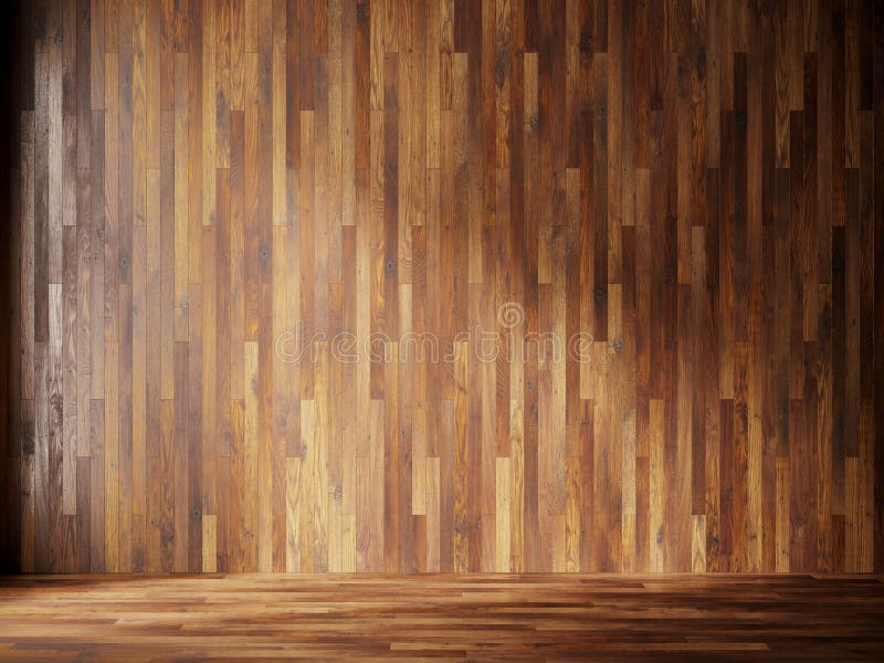 Illustration Render Natural Interior with Wood Wall Panels Stock Image ...