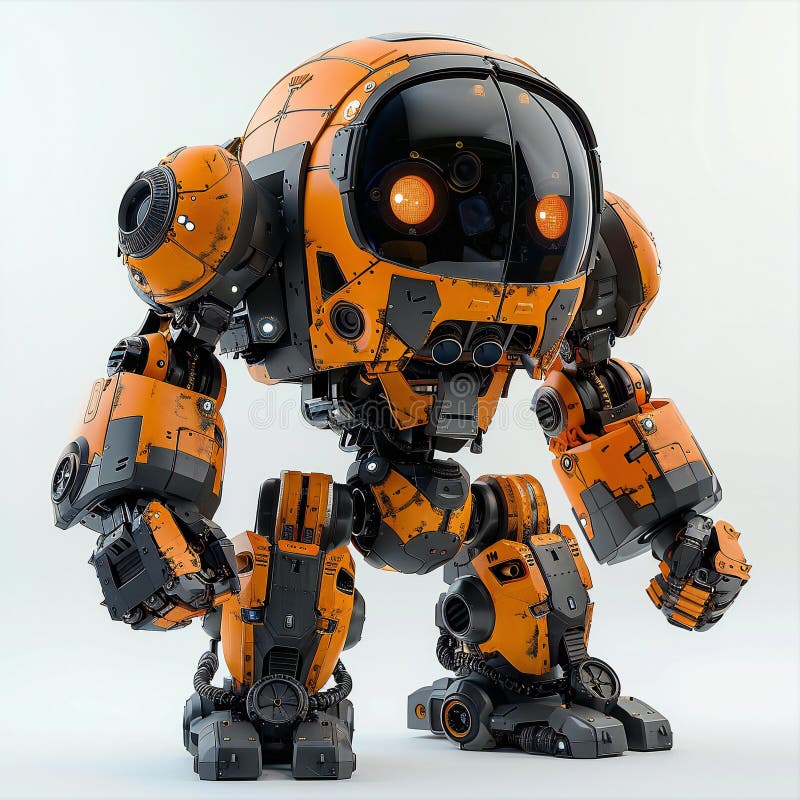 Render of Orange Robot on White Background with Clipping Path Stock ...