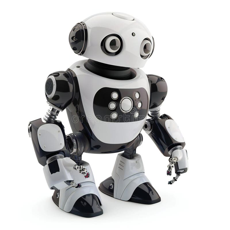 Render of a Robot Toy Isolated on White Background with Shadow Stock ...