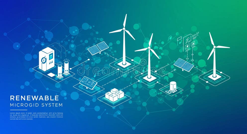 Illustration of a Renewable Microgrid System Featuring Wind Turbines ...