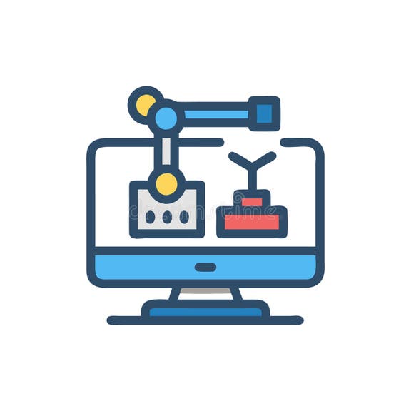 Advanced Computer Aided Manufacturing Icon Stock Illustration ...