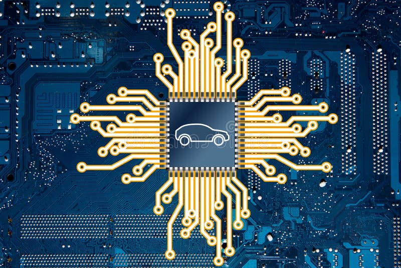 An Illustration Representing a Computer Circuit Board and a Car Chip ...